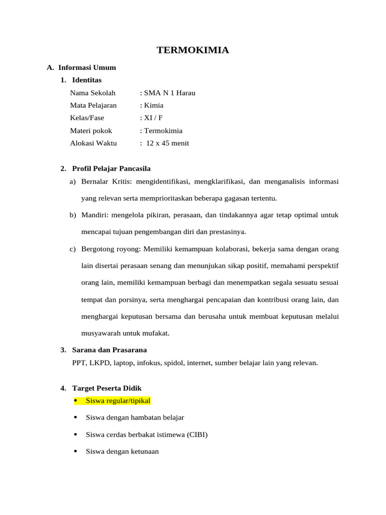 Modul Pembelajaran Termokimia | PDF