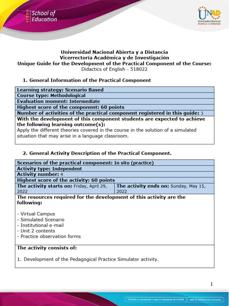 Guide For The Development of The Practical Component - Unit 2 - Phase 4 ...