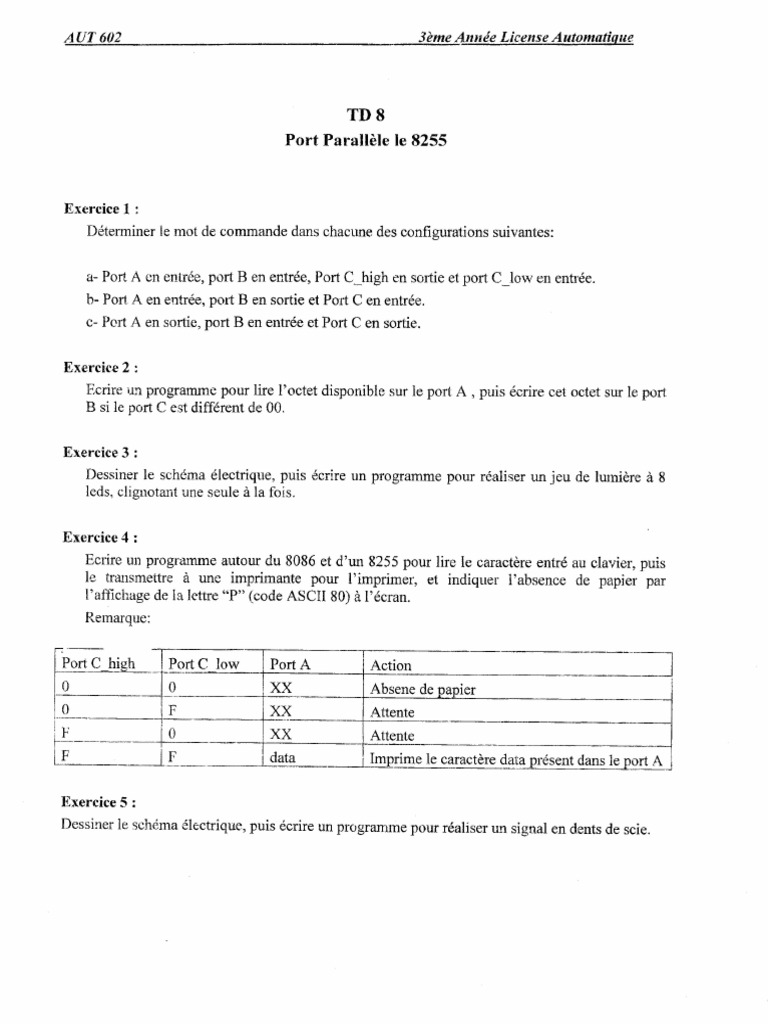 TD8+Solution Microprocesseurs Et Microcontroleurs | PDF
