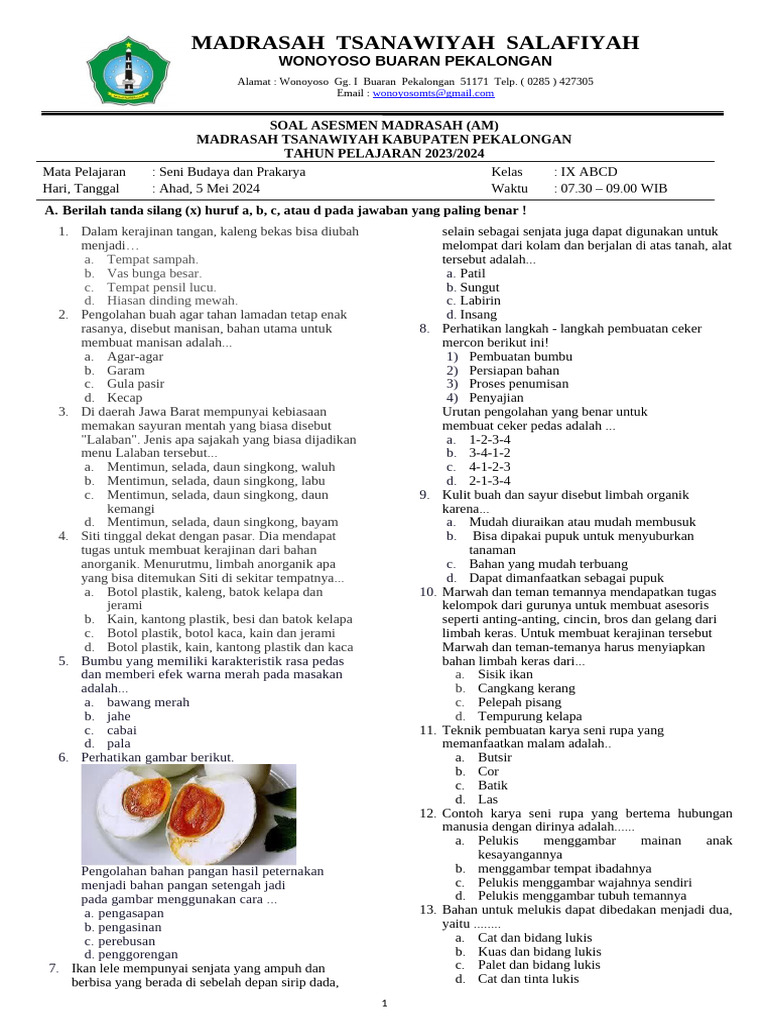 Soal AM SBK Kelas 9 | PDF