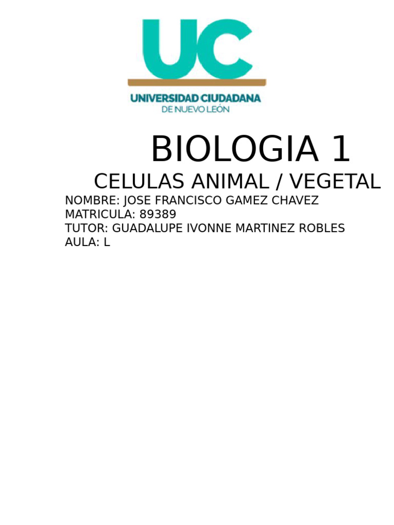 Biologia 1 Celula Animal y Vegetal Dibujos | PDF