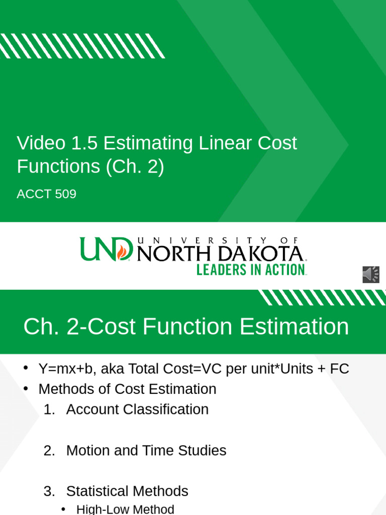 Estimating Linear Cost Functions Part 5 Week 1 Powerpoint | PDF