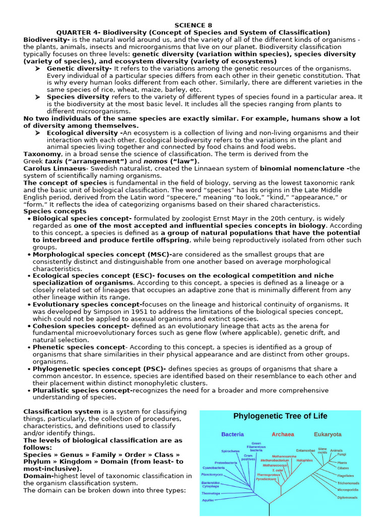 Understanding Biodiversity and Classification | PDF | Species ...