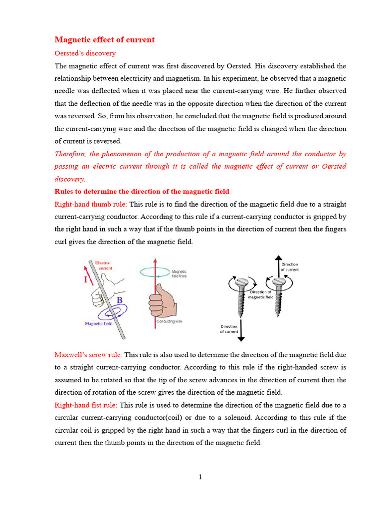 Magnetic Effect of Current | PDF | Magnetic Field | Magnetism