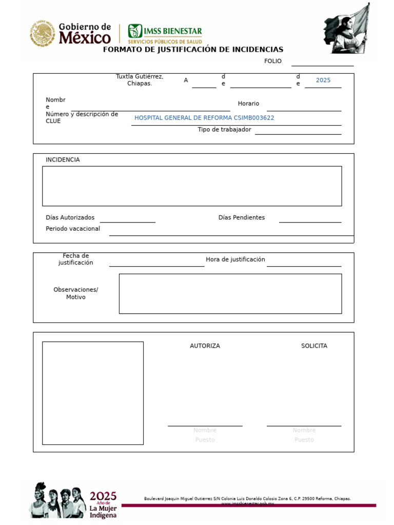 Opd Formato de Justificación de Incidencias 2025 | PDF
