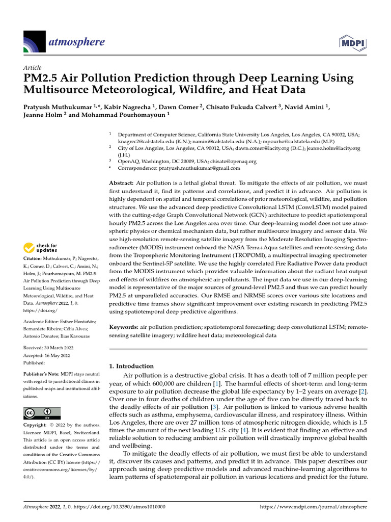 PM2 5 Air Pollution Prediction Through Deep Learning Using Multisource Meteorological Wildfire ...