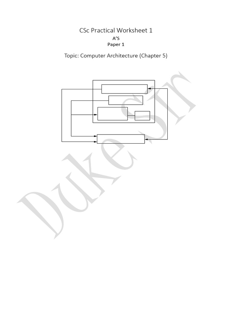 CSc. Worksheet-Computer Architecture 1 | PDF | Central Processing Unit | Office Equipment