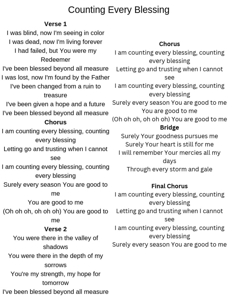 Counting Every Blessing | PDF