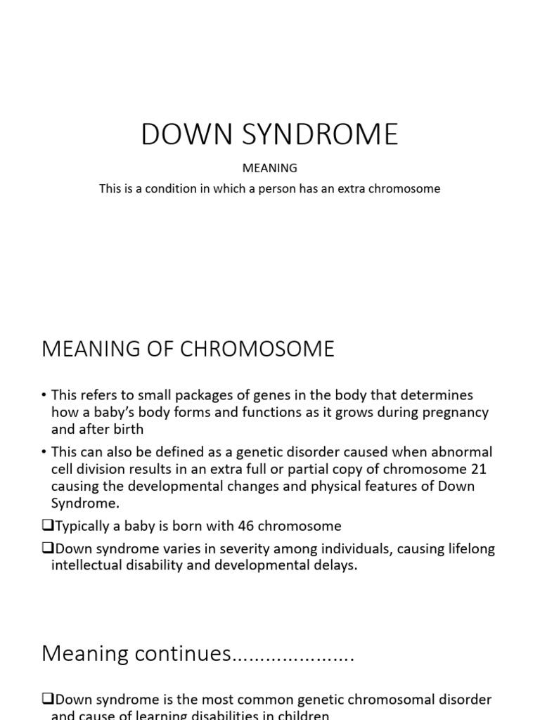 Down Syndrome Presentation | PDF | Down Syndrome | Pregnancy