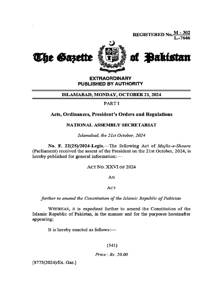 26th Constitutional Amendment 2024 | PDF