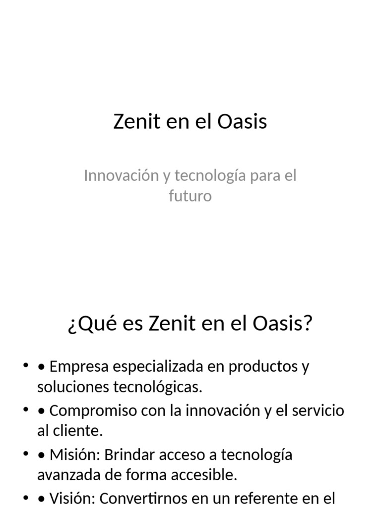 Zenit en El Oasis Presentacion | PDF