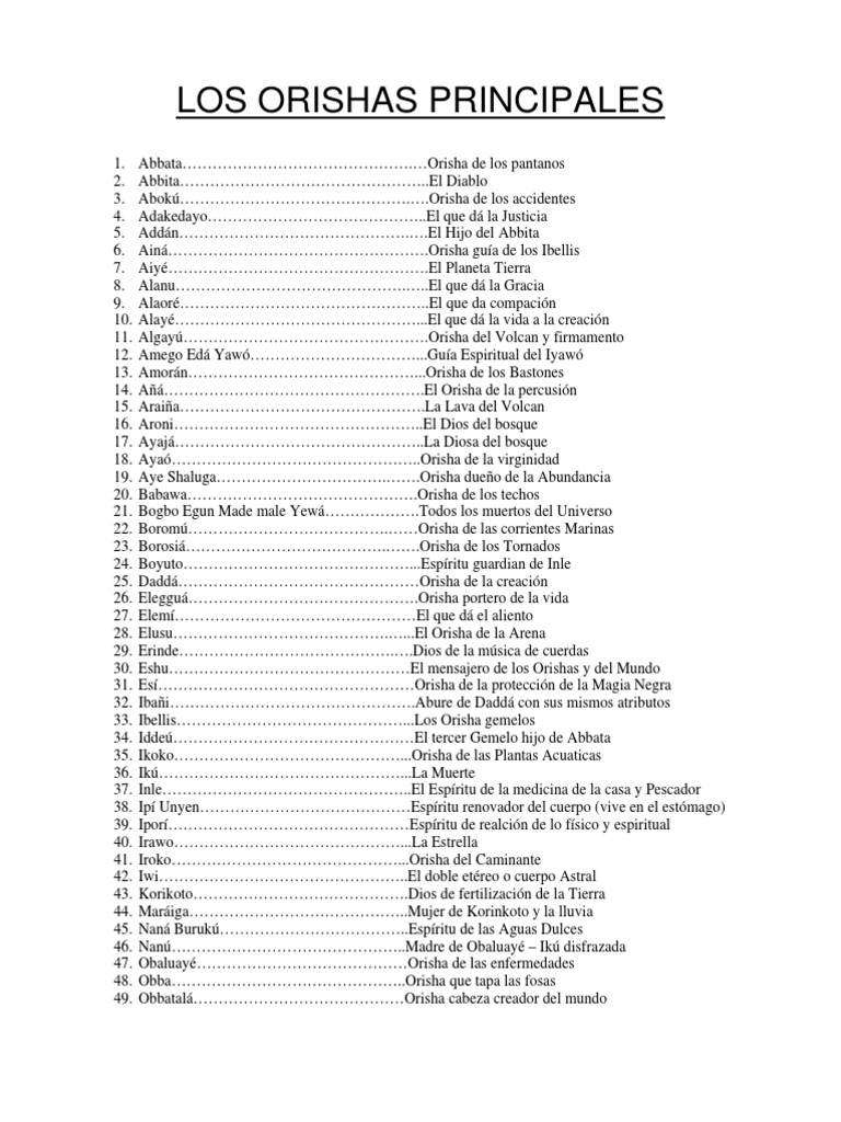 Los Orishas | PDF | Santeria | Religión y creencia