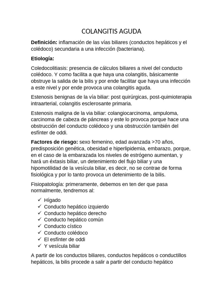 Colangitis Aguda: Causas y Tratamiento | PDF | Vesícula biliar ...