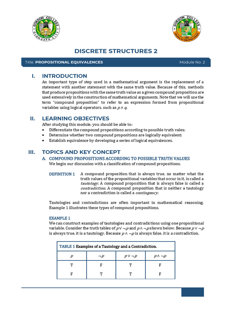 Discrete-Structures-2-Module-2 2 | PDF | Contradiction | Logic