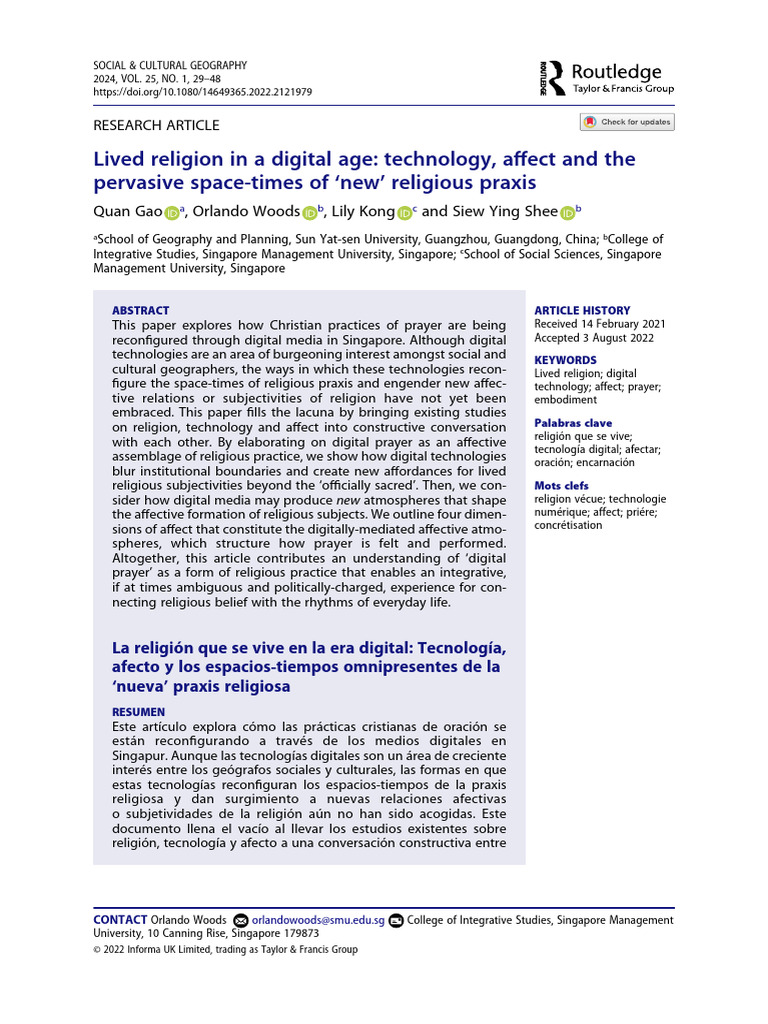 Gao Quan - Lived Religion in A Digital Age | PDF | Prayer | Affect ...