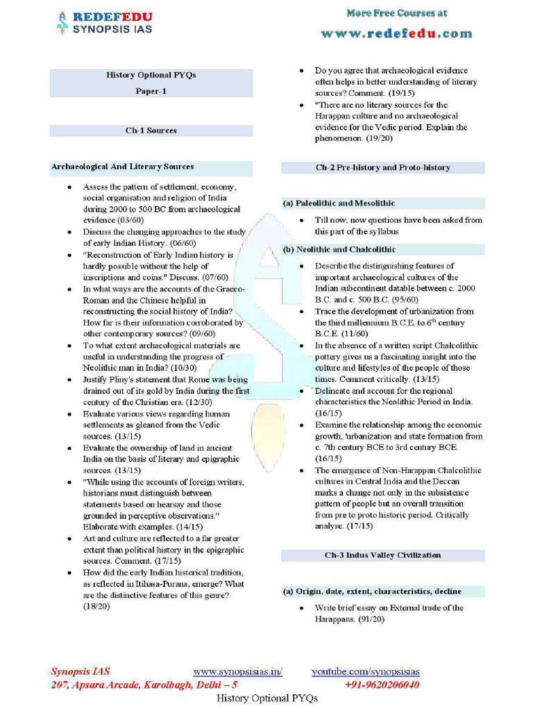 History Optional PYQs | PDF