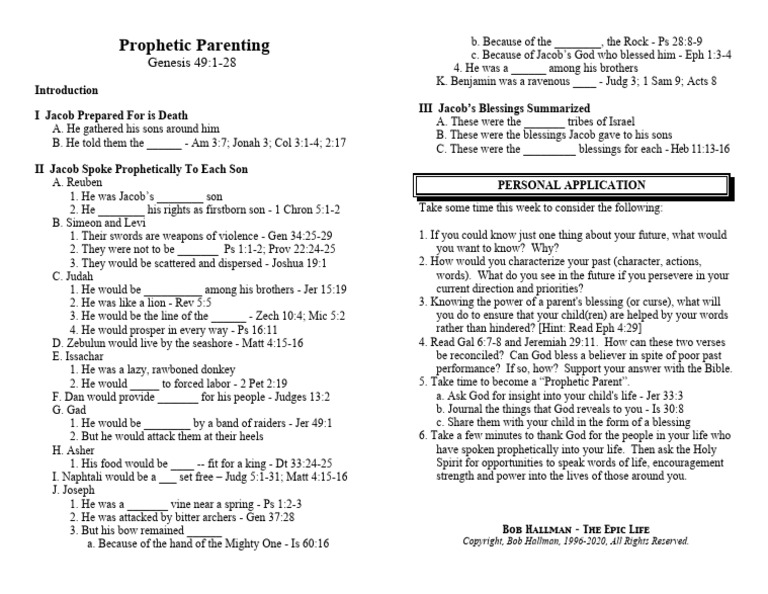 Hallman Genesis 49 49.1-28 Outline2 | PDF | Jacob | Torah Books