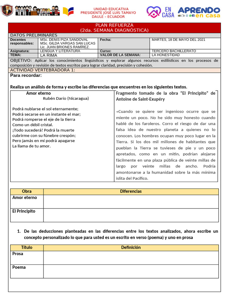 FICHA DIAG - 3RO BACH - Lunes 17 MAYO | PDF