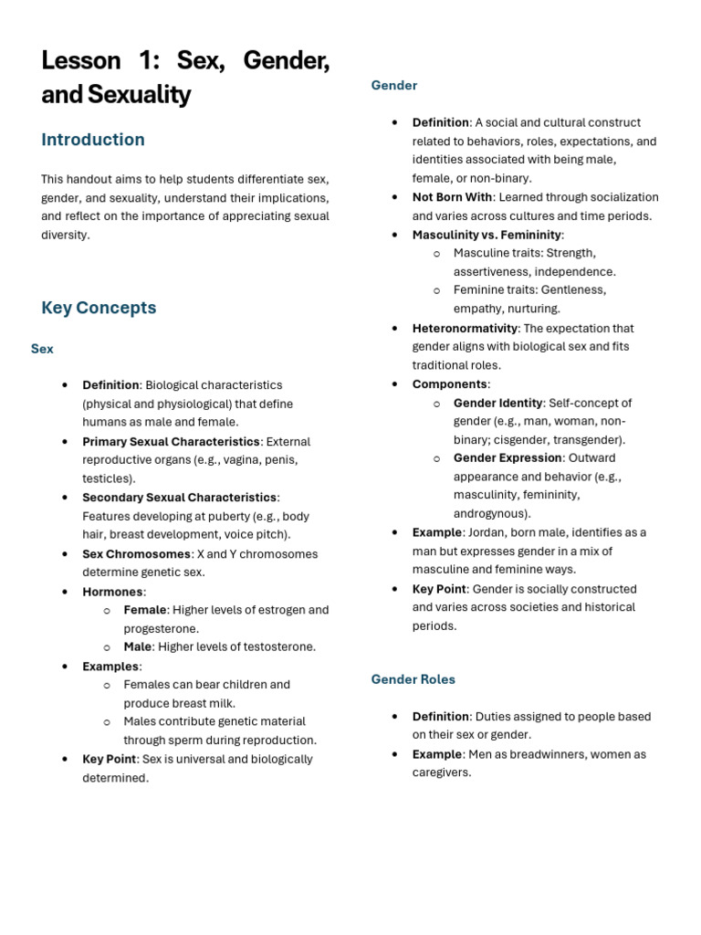 Handout Gender and Society Midterm | PDF | Menstrual Cycle | Gender