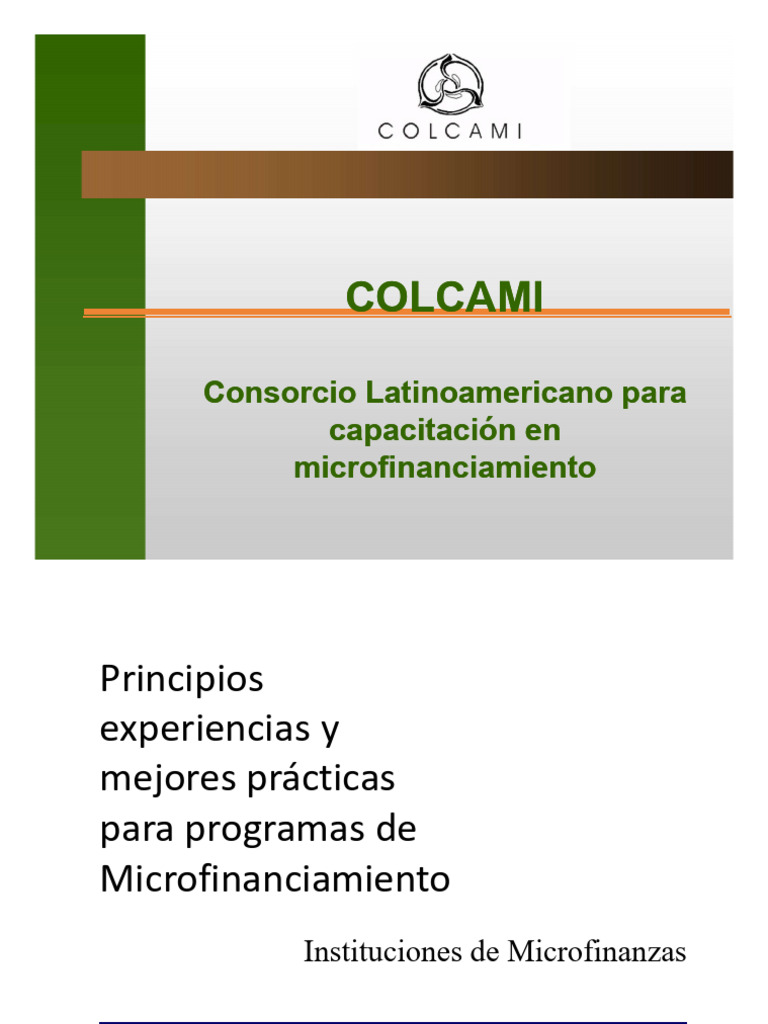 PRINCIPIOS EXPERIENCIAS Y MEJORES PRACTICAS PARA PROGRAMAS DE MICROFINANCIAMIENTO_COLCAMI | PDF ...