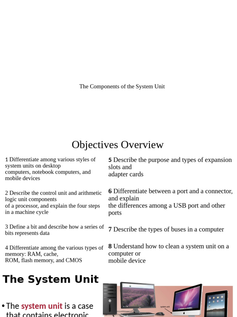 2 Lecture Two - Components of The System Unit | PDF | Random Access Memory | Central Processing Unit