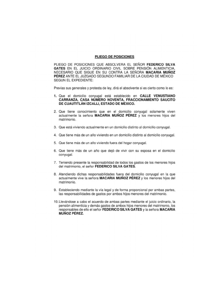 Pliego de Posiciones | PDF