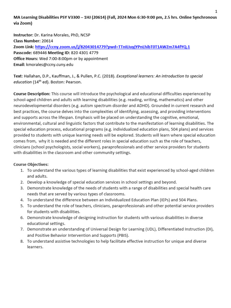 Learning Disabilities Course Overview | PDF | Learning Disability ...