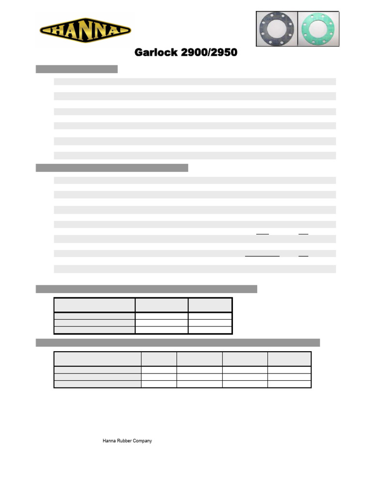 Garlock Ultility Grade Style 2900 Data Sheet | PDF | Mechanical ...
