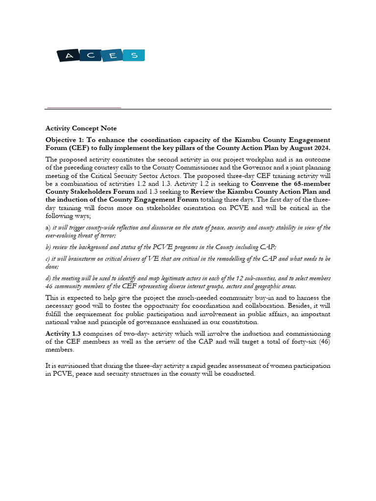 CEF Training Concept Note | PDF