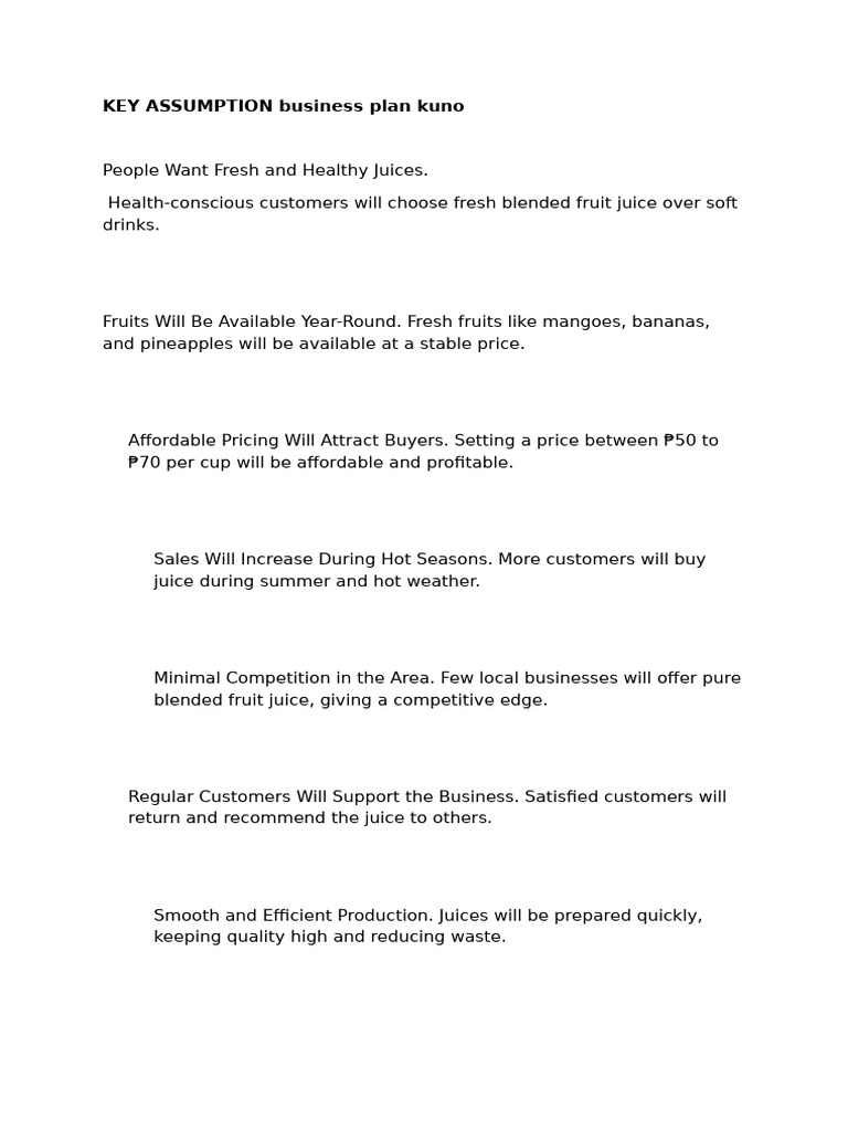 Key Assumptions | PDF