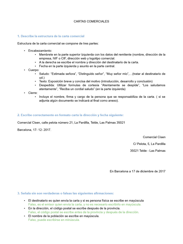 Estructura de Cartas Comerciales | PDF