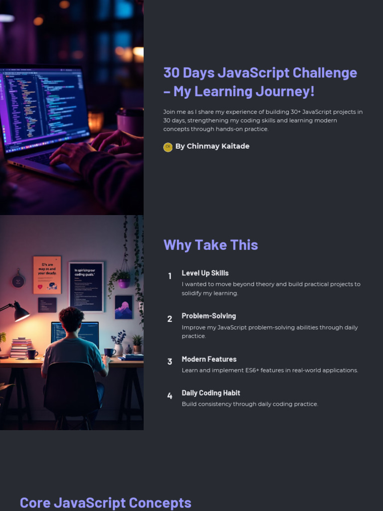 30-Days-JavaScript-Challenge-My-Learning-Journey Landscape | PDF | Java Script | Document Object ...