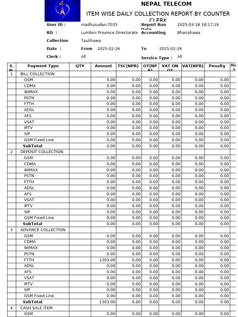 Daily Collection Report Summary | PDF | Telecommunications Equipment ...