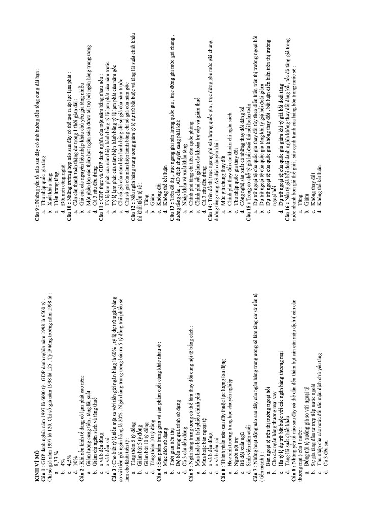240 Câu TN KTVM | PDF
