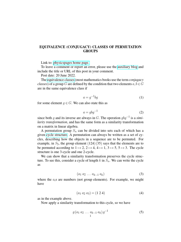 Conjugacy Classes in A4 Permutations | PDF | Permutation | Mathematical ...