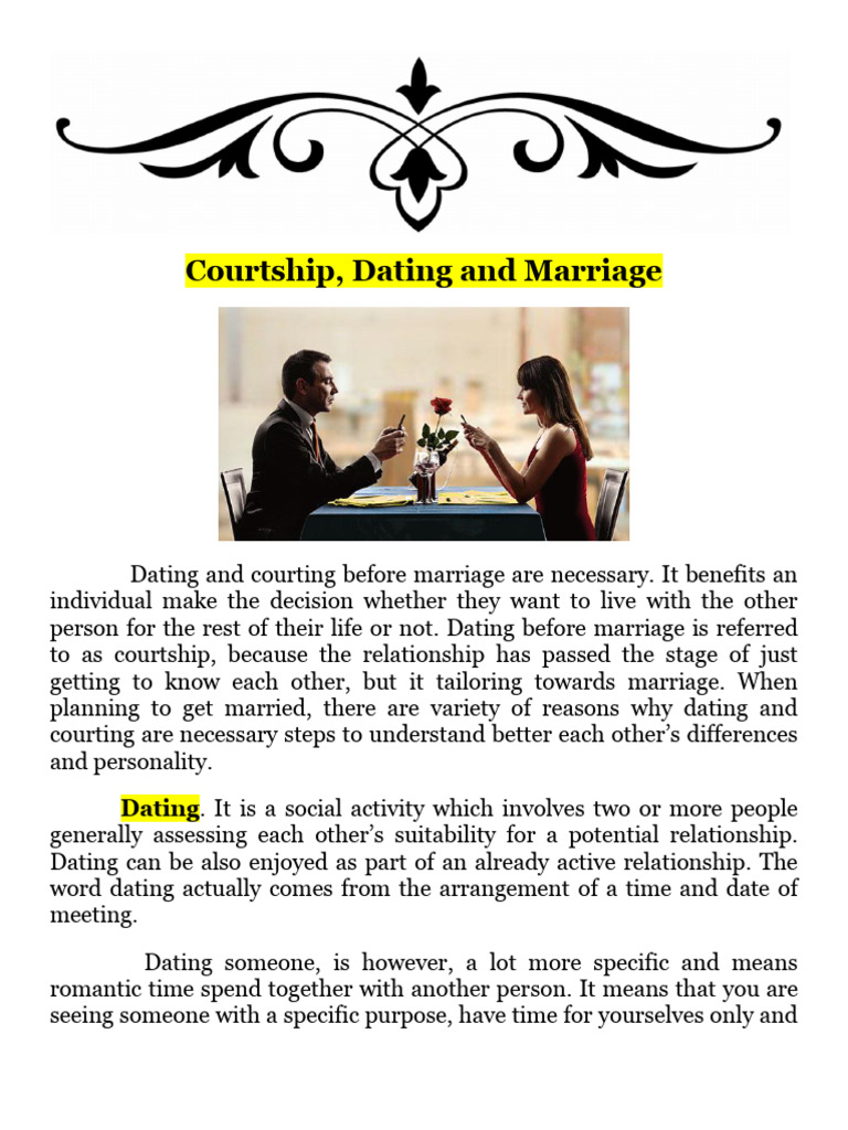 Health 8 Wk. 1 Q2 Importance of Courtship and Dating | PDF | Courtship ...