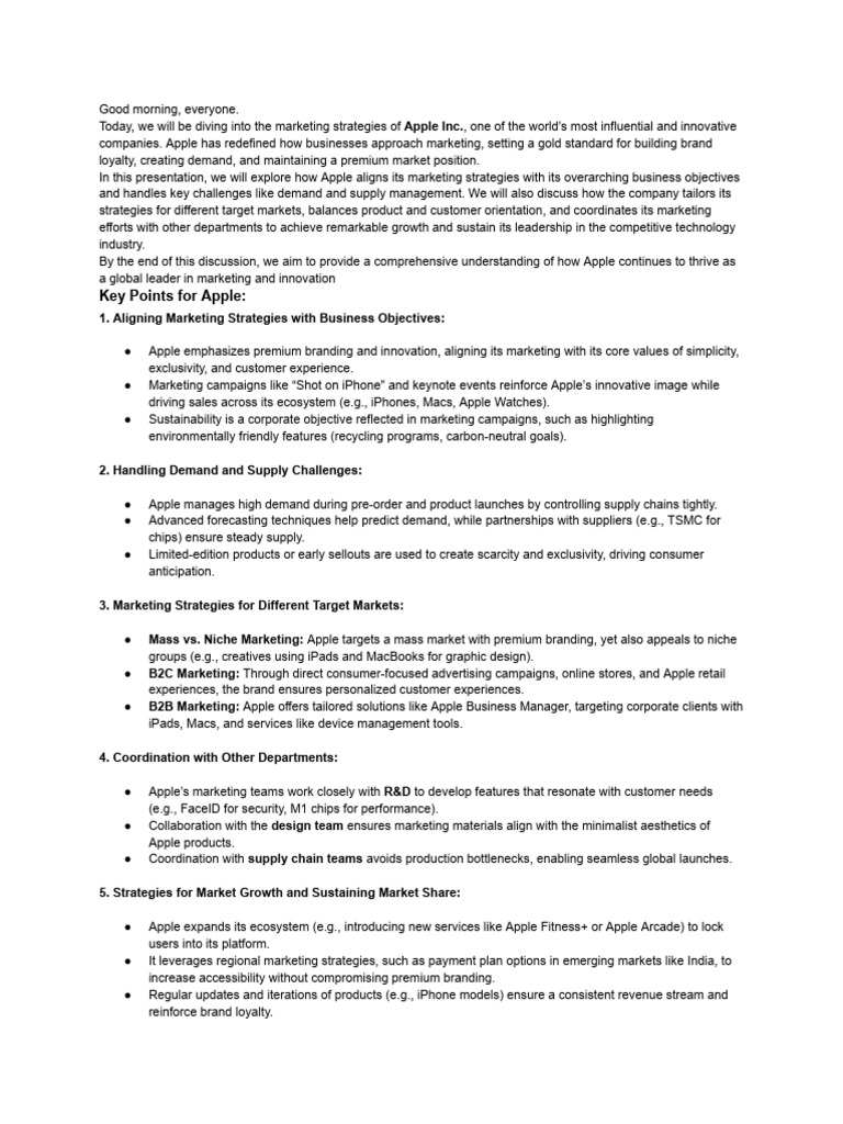 Apple Inc. Marketing Strategies Overview | PDF | Apple Inc. | Marketing
