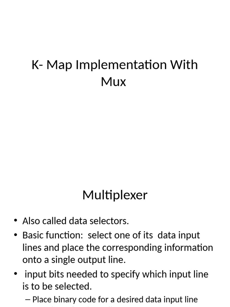 K- Map Implementation With Mux | PDF | Electronic Engineering | Computer Programming