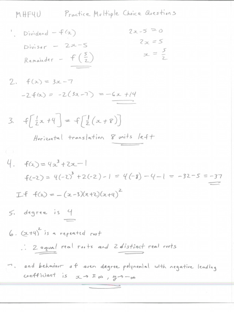 Advanced Functions Exam 3 Answers | PDF