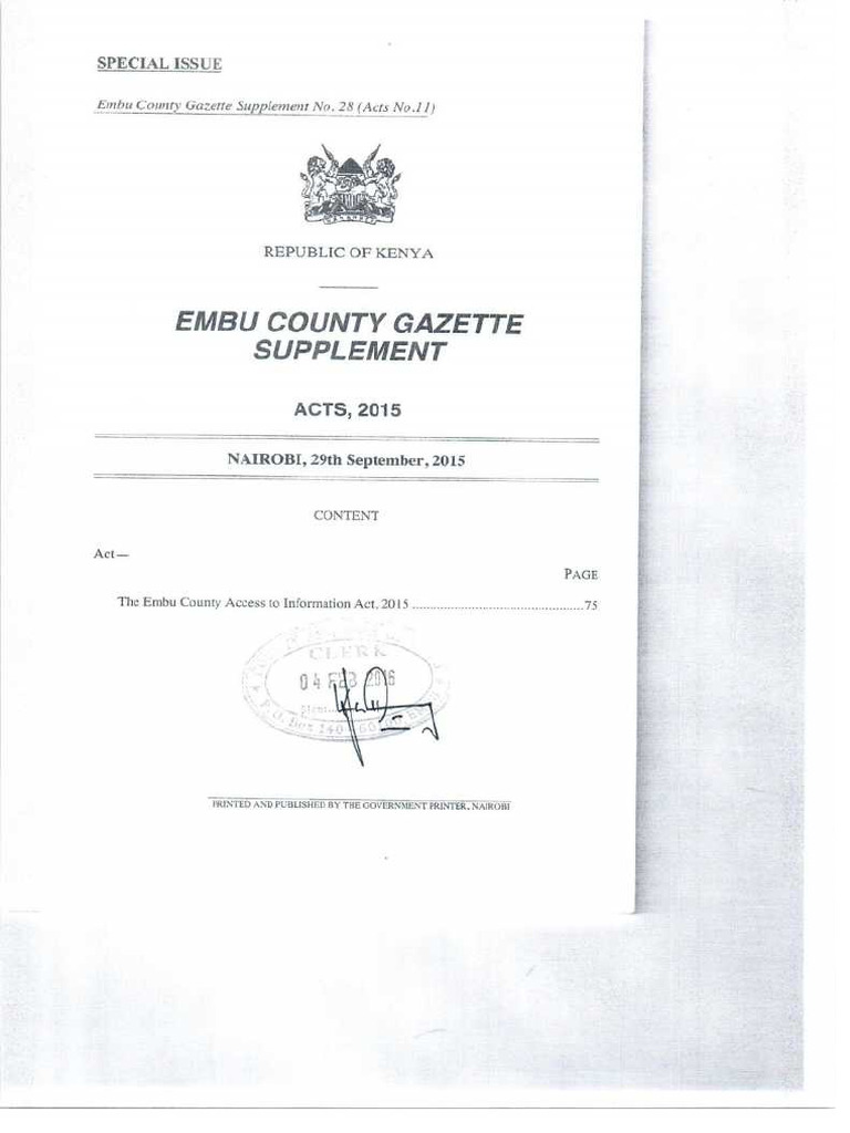 The Embu County Access To Information Act 2015 | PDF