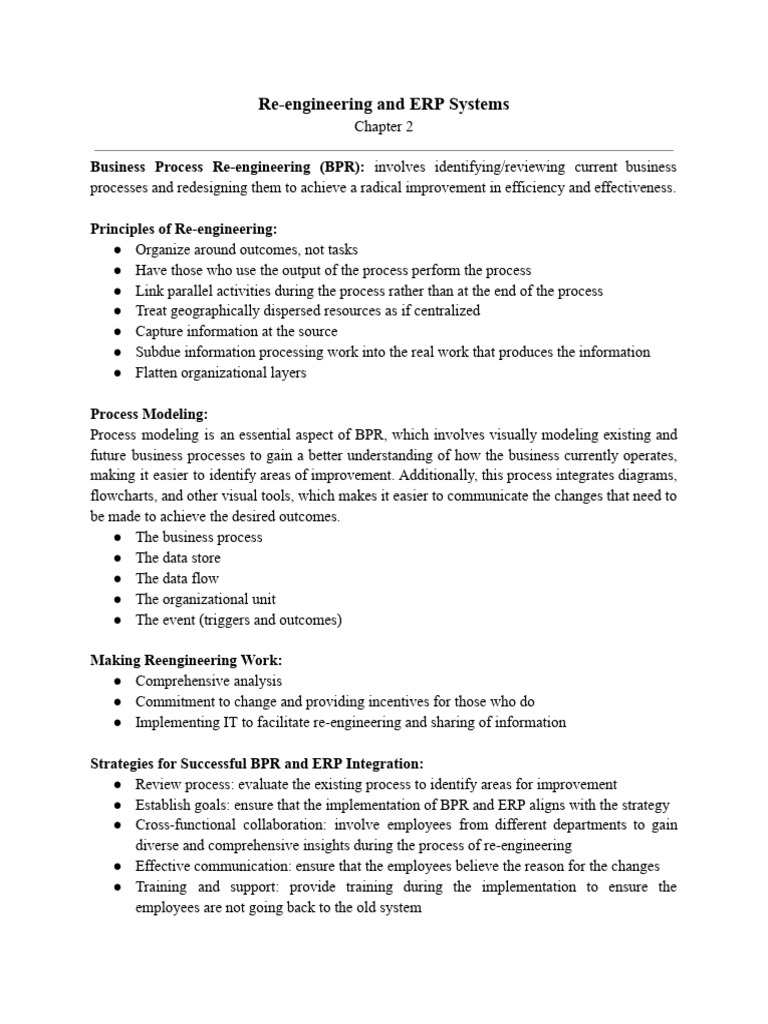 BPR Strategies for ERP Success | PDF
