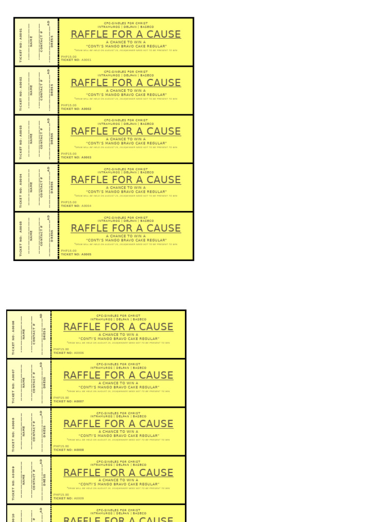 Cake Raffle Tickets 1-600 2019 | PDF