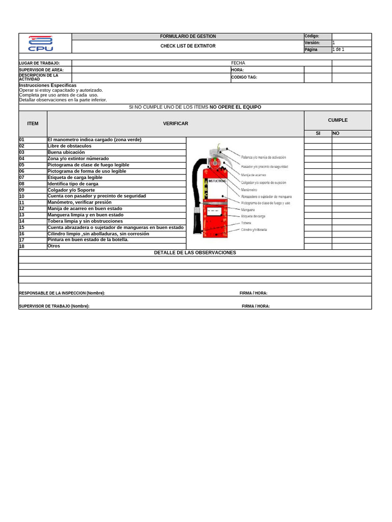 CHECK LIST DE EXTINTOR | PDF