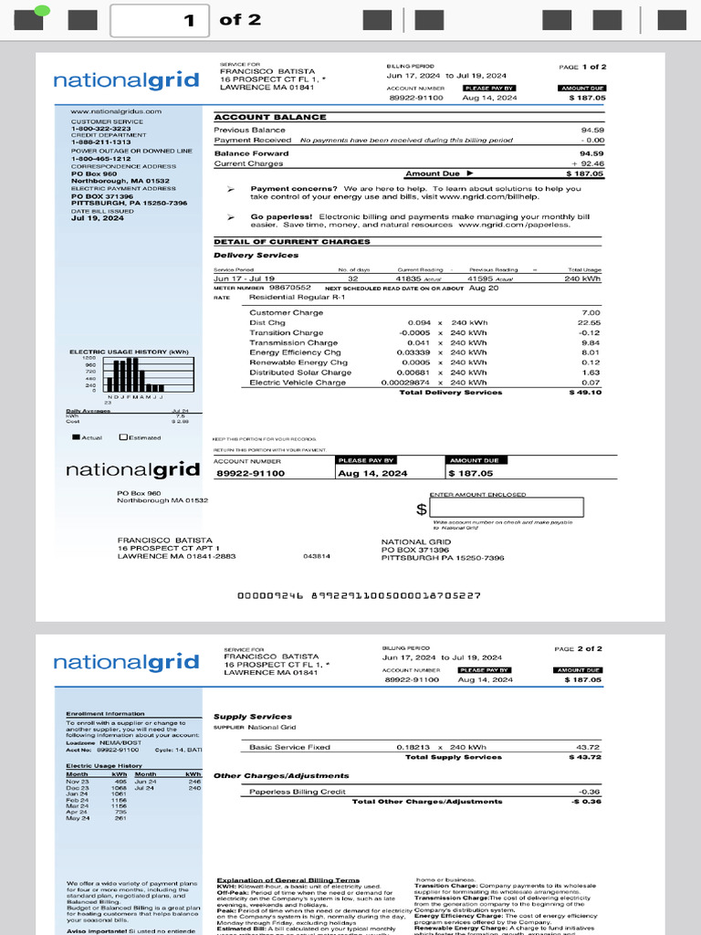 Viewbillpdf National Grid | PDF | Electric Power Transmission ...
