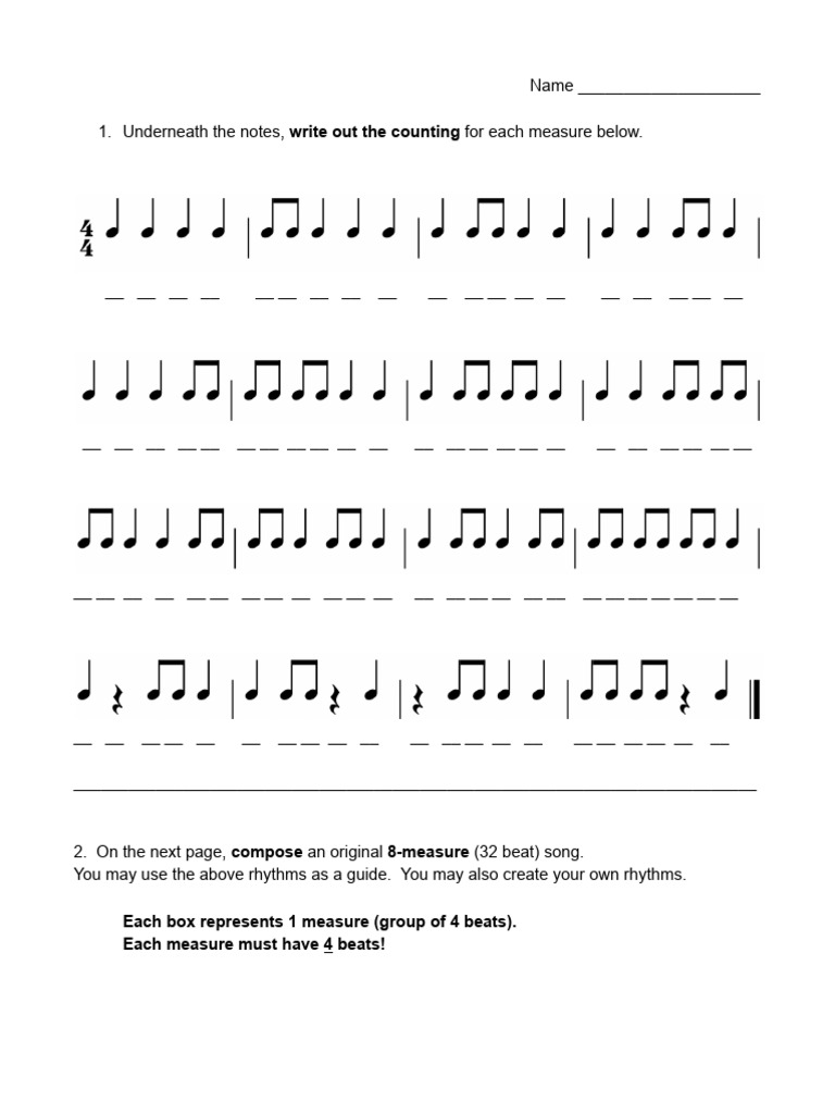 Rhythm Composition Worksheet | PDF