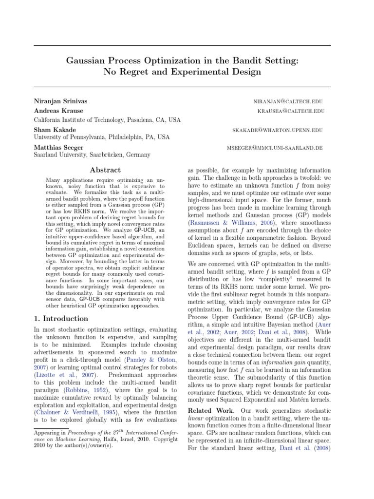 79.-Gaussian Process Optimization | PDF | Probability Theory ...