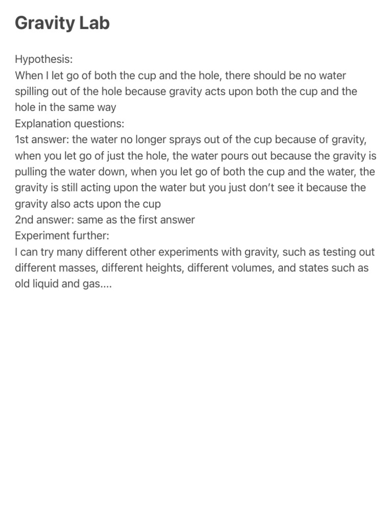 Understanding Gravity Through Experimentation | PDF