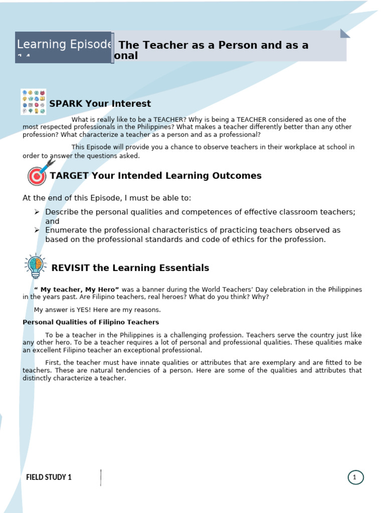 ELC 101 Learning Episode 14 | PDF | Teachers | Educational Assessment