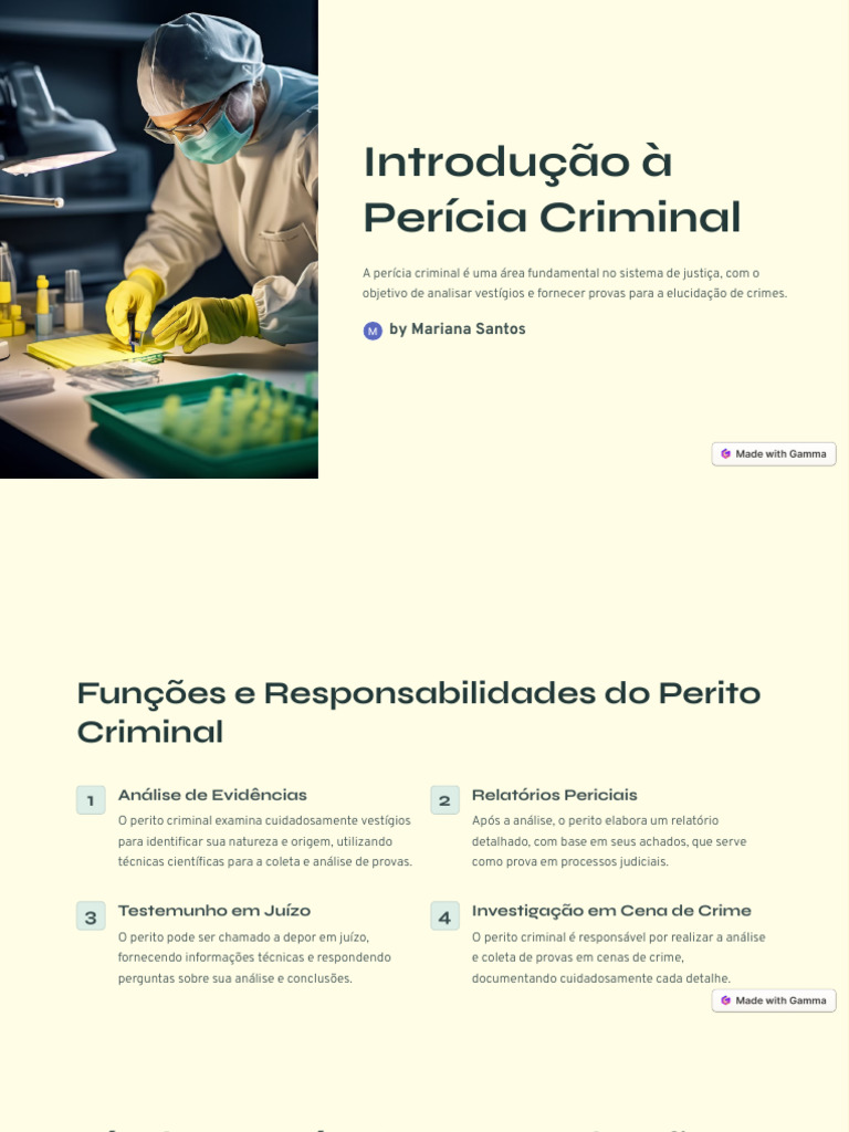 Introdução à Perícia Criminal | PDF | Testemunha especializada ...