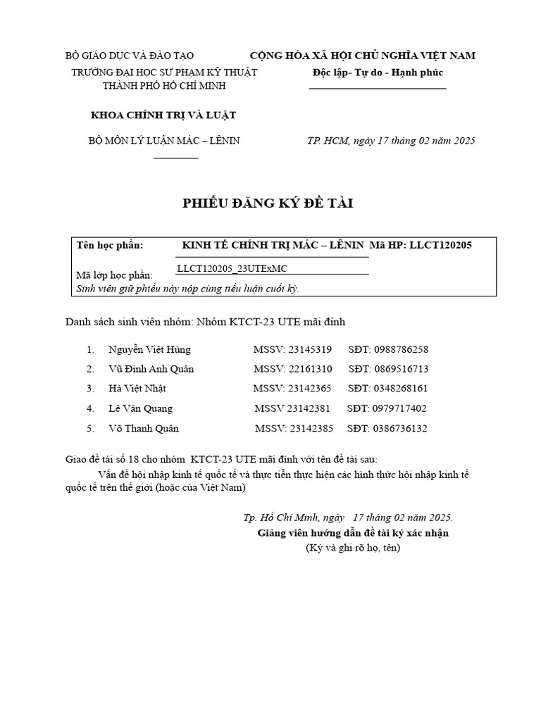 Llct120205 - 23utexmc. Nhóm Ktct-23 Ute Mãi Đỉnh | PDF